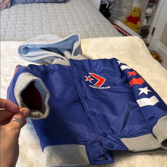 Converse | Jackets & Coats | Converse Blue And Gray Jacket With Hood ...